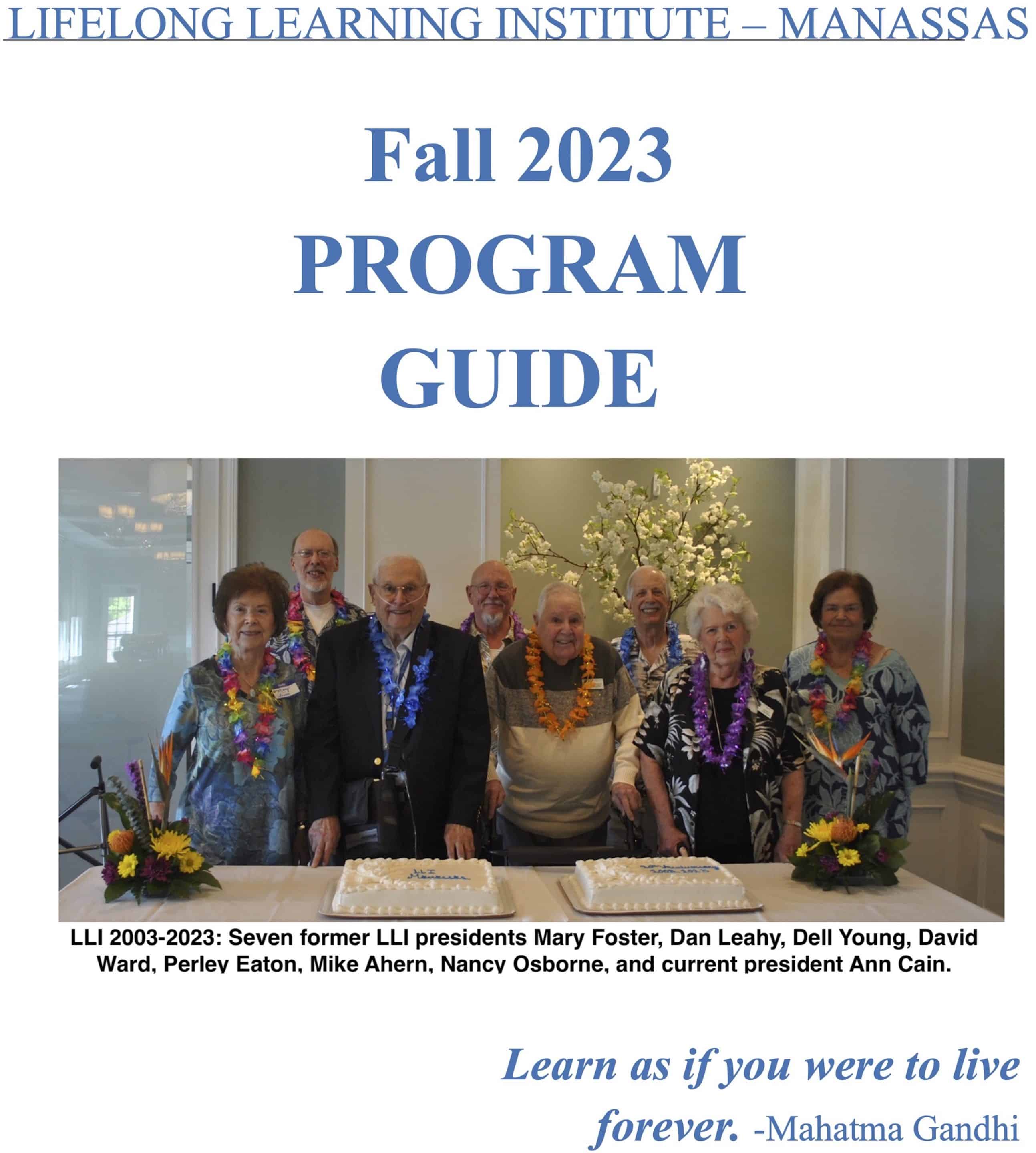Overall Program Guide F2023 | Lifelong Learning Institute- Manassas